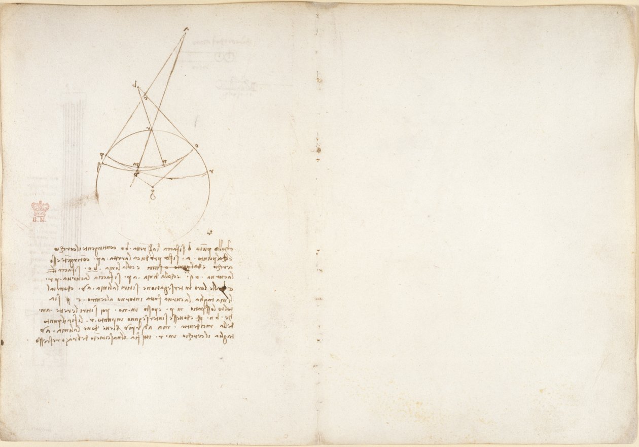 Notes and diagram on optics, concerning Alhazen's problem, from 'Codex ...