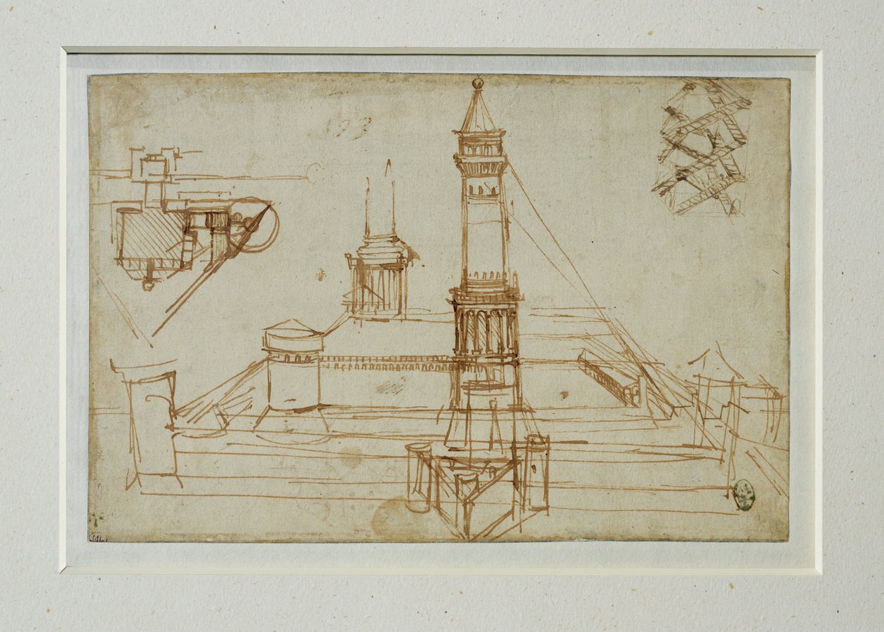 Study of Architecture by Leonardo da Vinci: Fine art print
