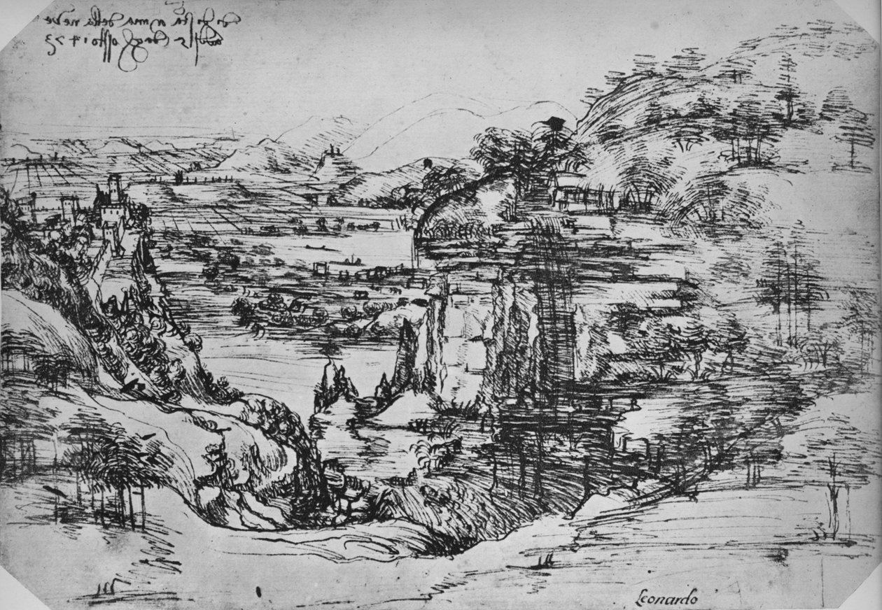 Landscape, c1480 by Leonardo da Vinci: Buy fine art print
