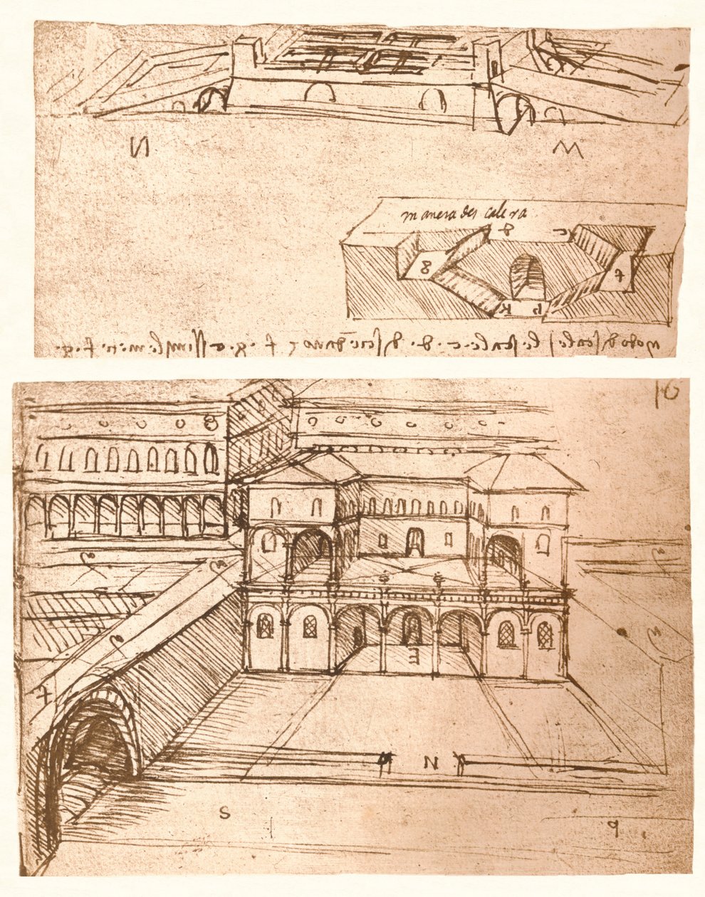 Two Drawings of Plans for Towns, c. 1472-c. 1519, 1883