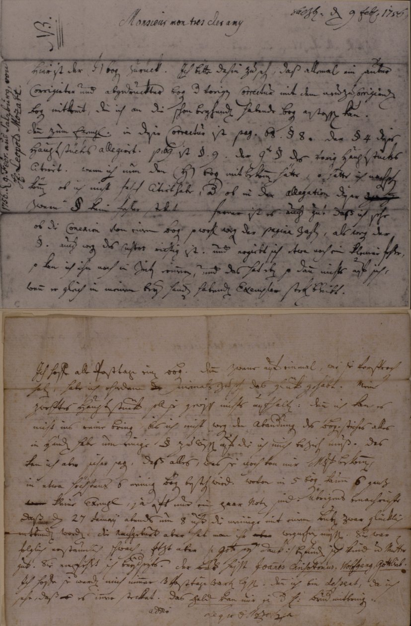 Letter from Leopold Mozart Informing J.J. Lotter of the Birth of His ...