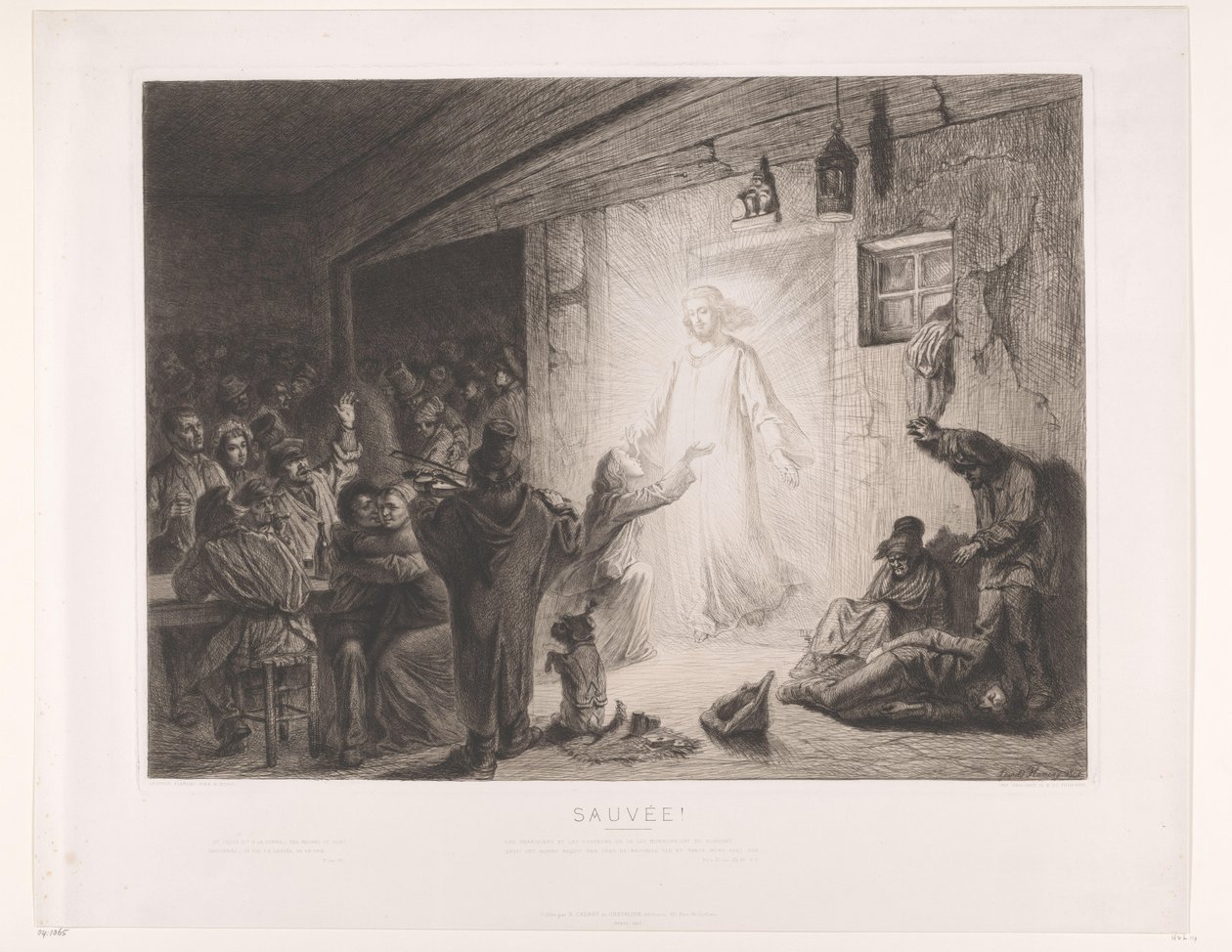 Christ Appears in an Inn, a Young Woman Kneels Before Him