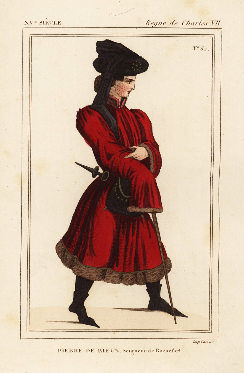 Pierre de Rieux, Lord of Rochefort 1389-1439. Handcoloured Lithograph ...