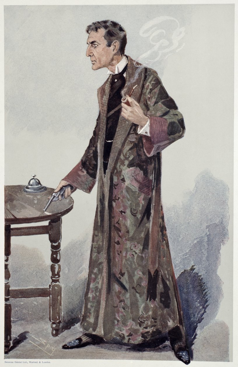 Sherlock Holmes, Cartoon from Vanity Fair of the Actor William Gillette