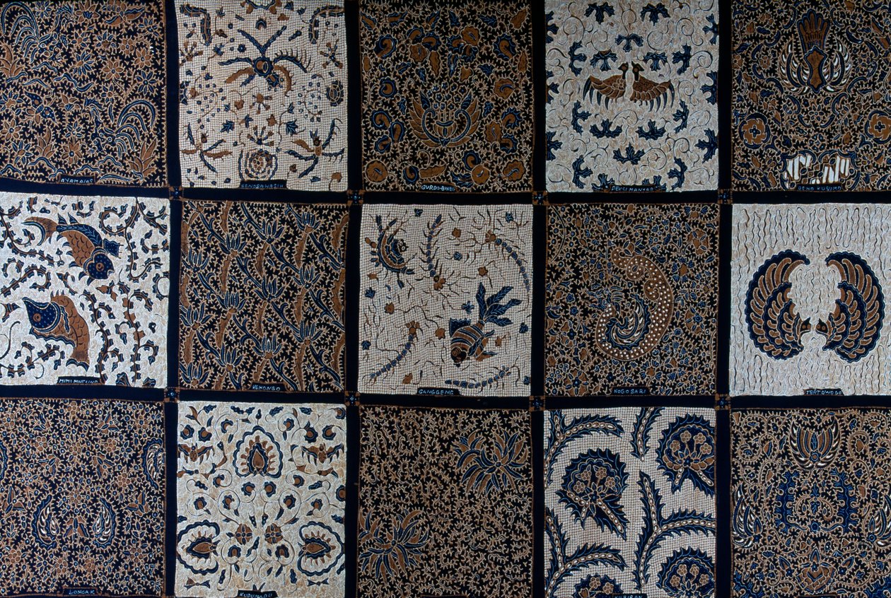 Batik with traditional designs from traditional colors, Surakarta, Java ...