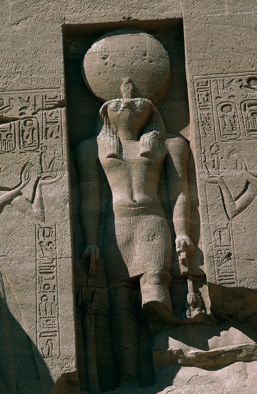 Great Temple of Ramses II, facade, niche with statue of sun god Ra