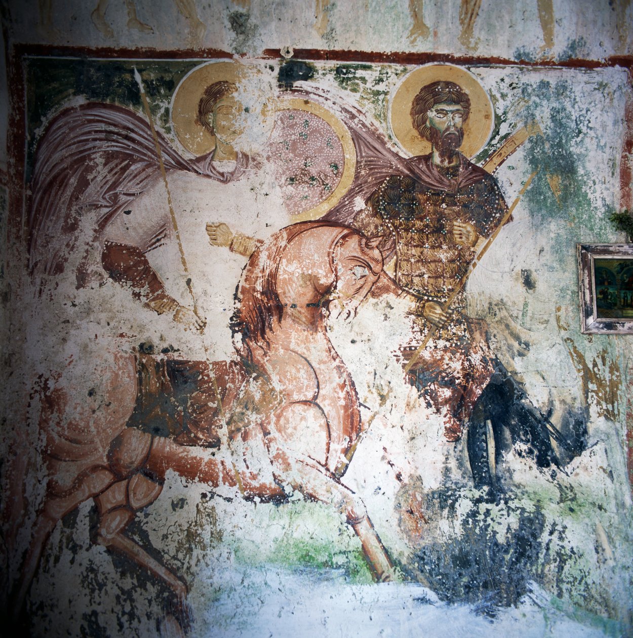 Fresco in Byzantine Church in Mournies, Crete, Greece