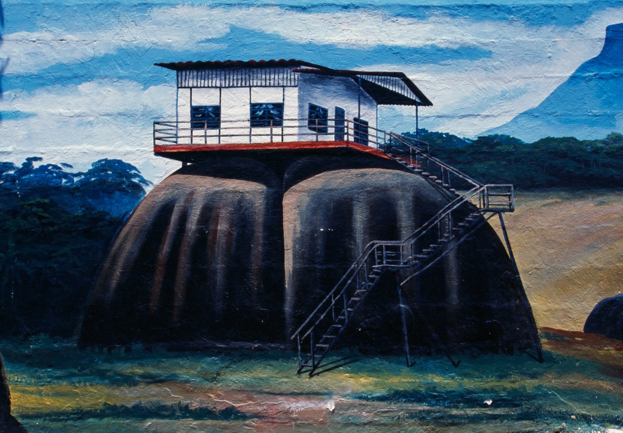 Mural depicting house of forest tribes reconstructed in Ethnological ...