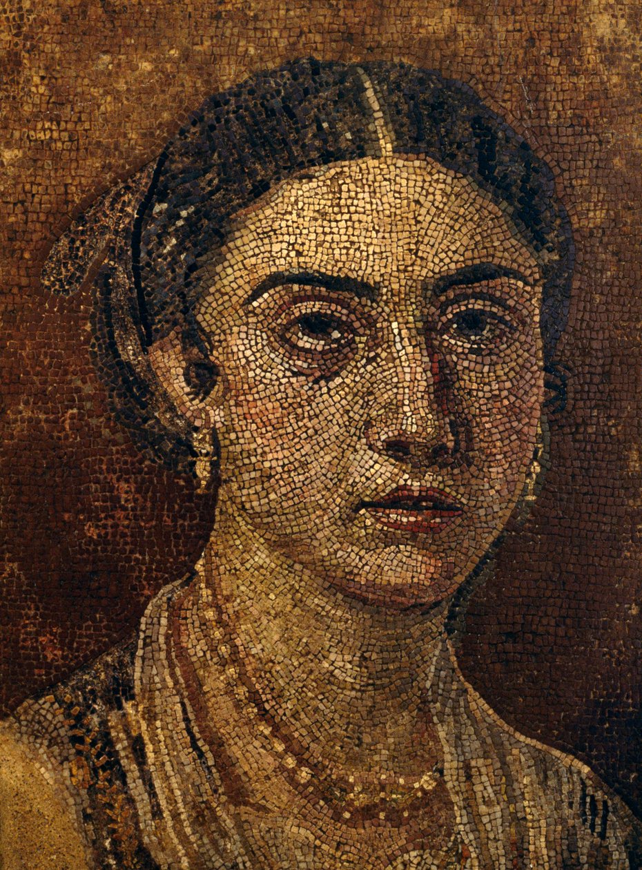 Portrait of a young woman, mosaic from Herculaneum. Roman civilization