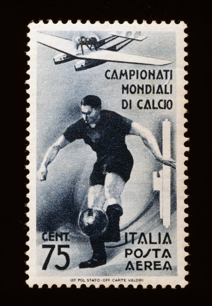Postage stamp for 1934 FIFA World Cup, 75-cent airmail stamp, Italy