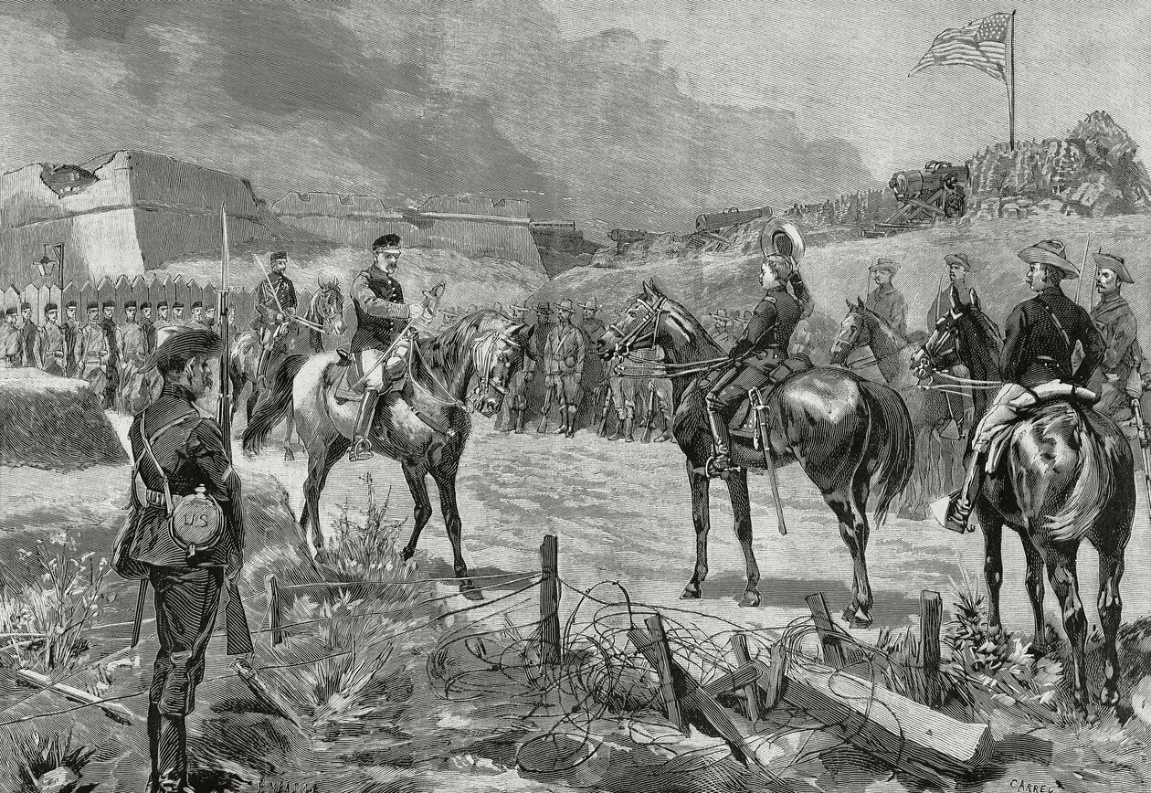 Spanish General Jose Toral y Velazquez Surrendering to American Troops ...