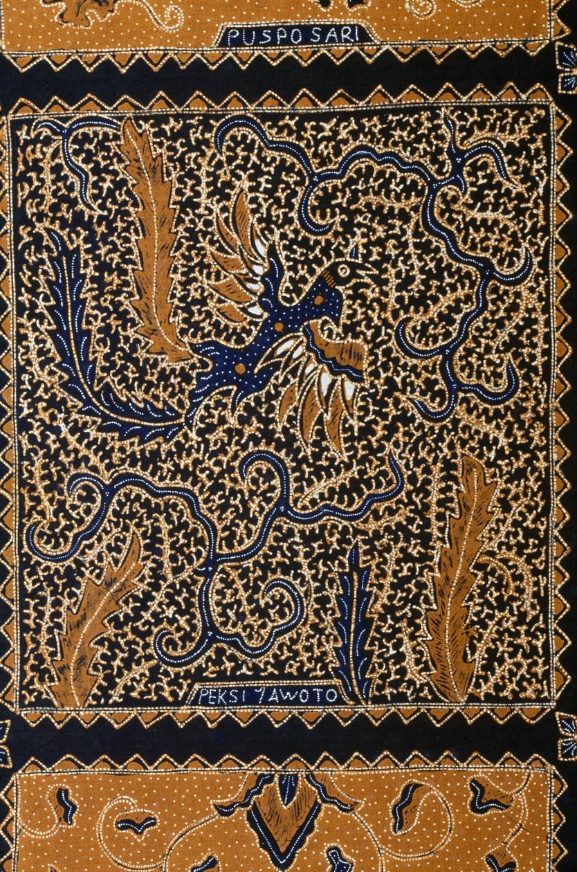 Traditional batik design called peksi yawoto, Surakarta, Java ...