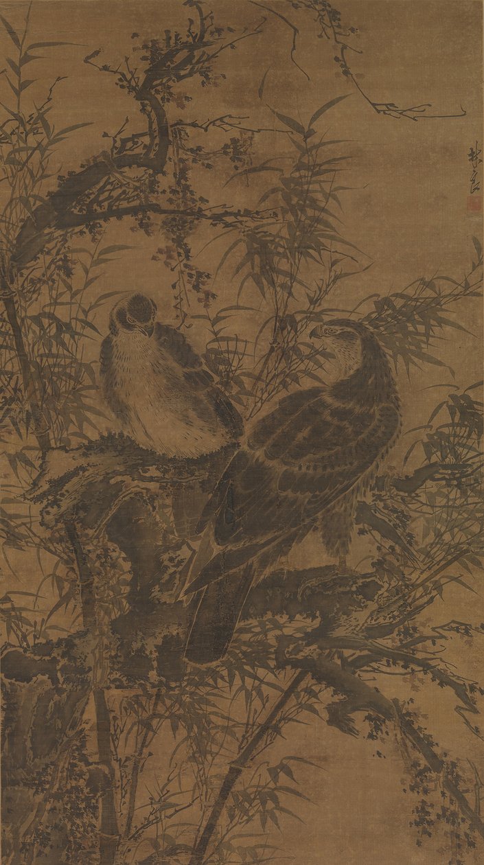 Two hawks in a thicket by Lin Liang: Buy fine art print