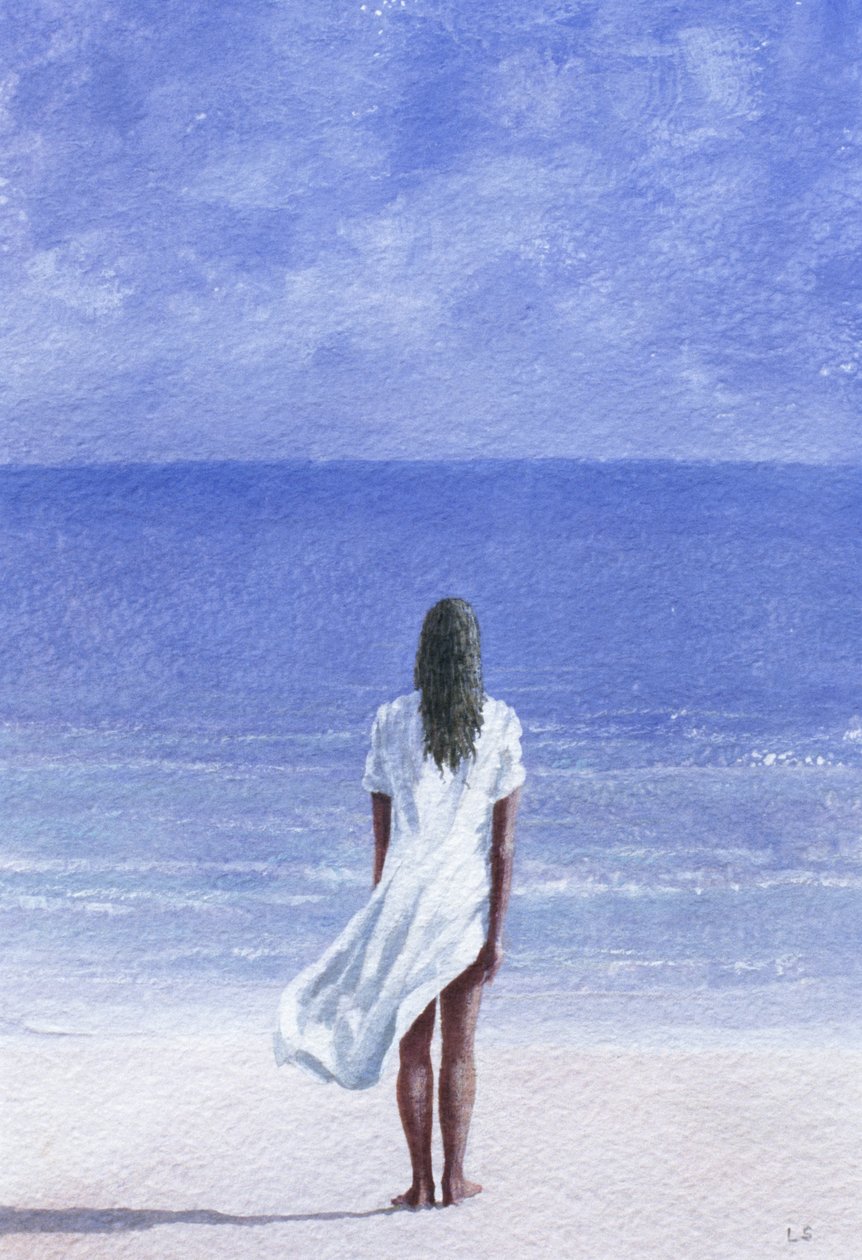 Girl on beach, 1995 by Lincoln Seligman: Fine art print