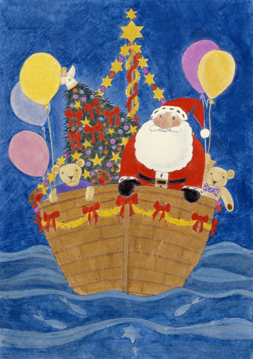 Santa's Boat by Linda Benton: Premium art reproduction