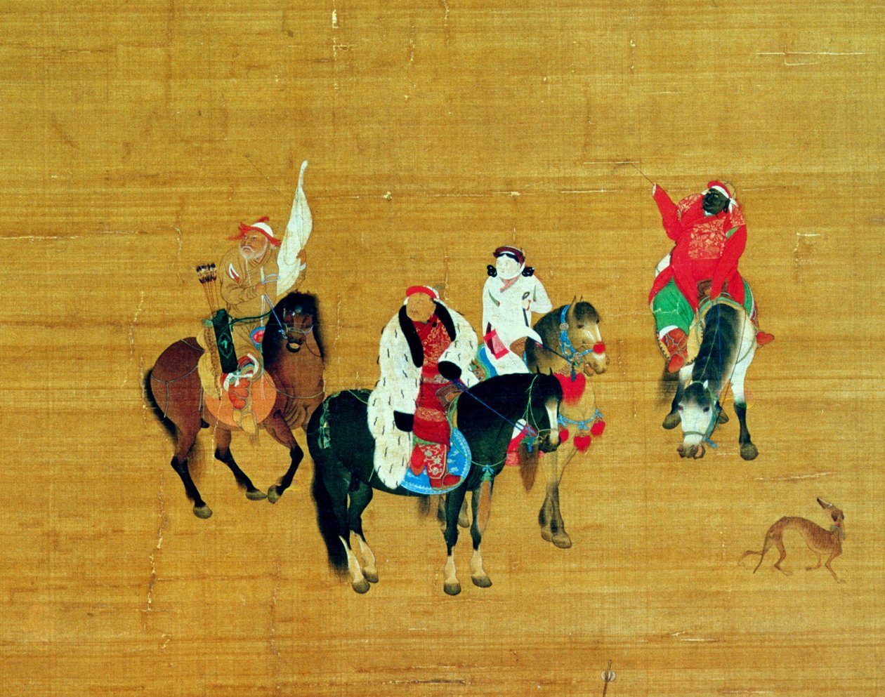 Kublai Khan Hunting, Yuan Dynasty (detail) by Liu Kuan tao
