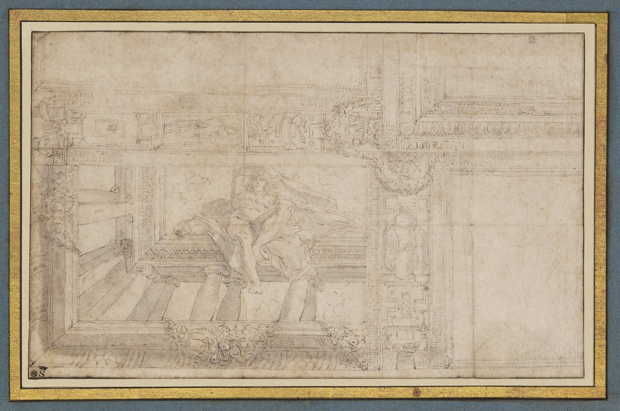 Ignudo, after a Ceiling Fresco in the Sala di Ulisse, Palazzo Poggi ...