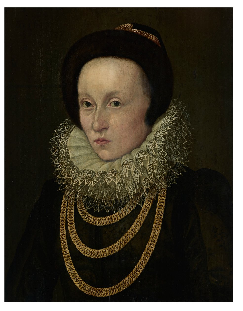 Portrait of a Woman, Bust-Length, with a Lace Ruff and Gold Chains