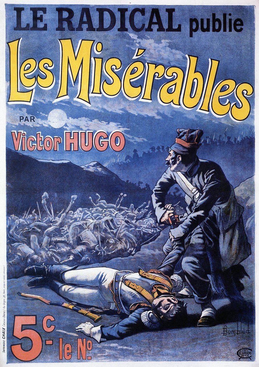 Poster Announcing the Publication of Victor Hugo's Novel 'Les Miserables'