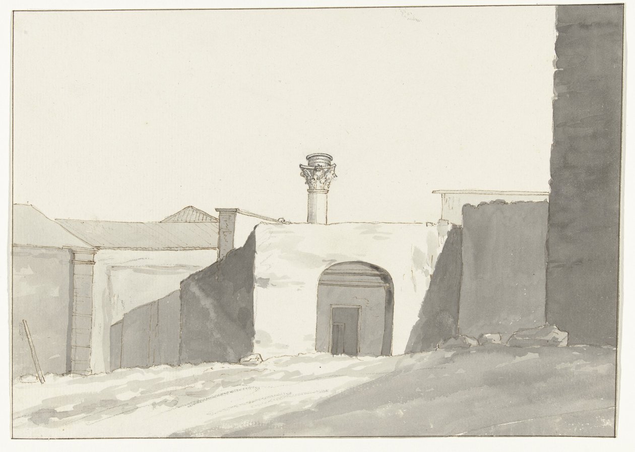 Ancient Column and Buildings in the Port of Brindisi (Voyage en Italie ...