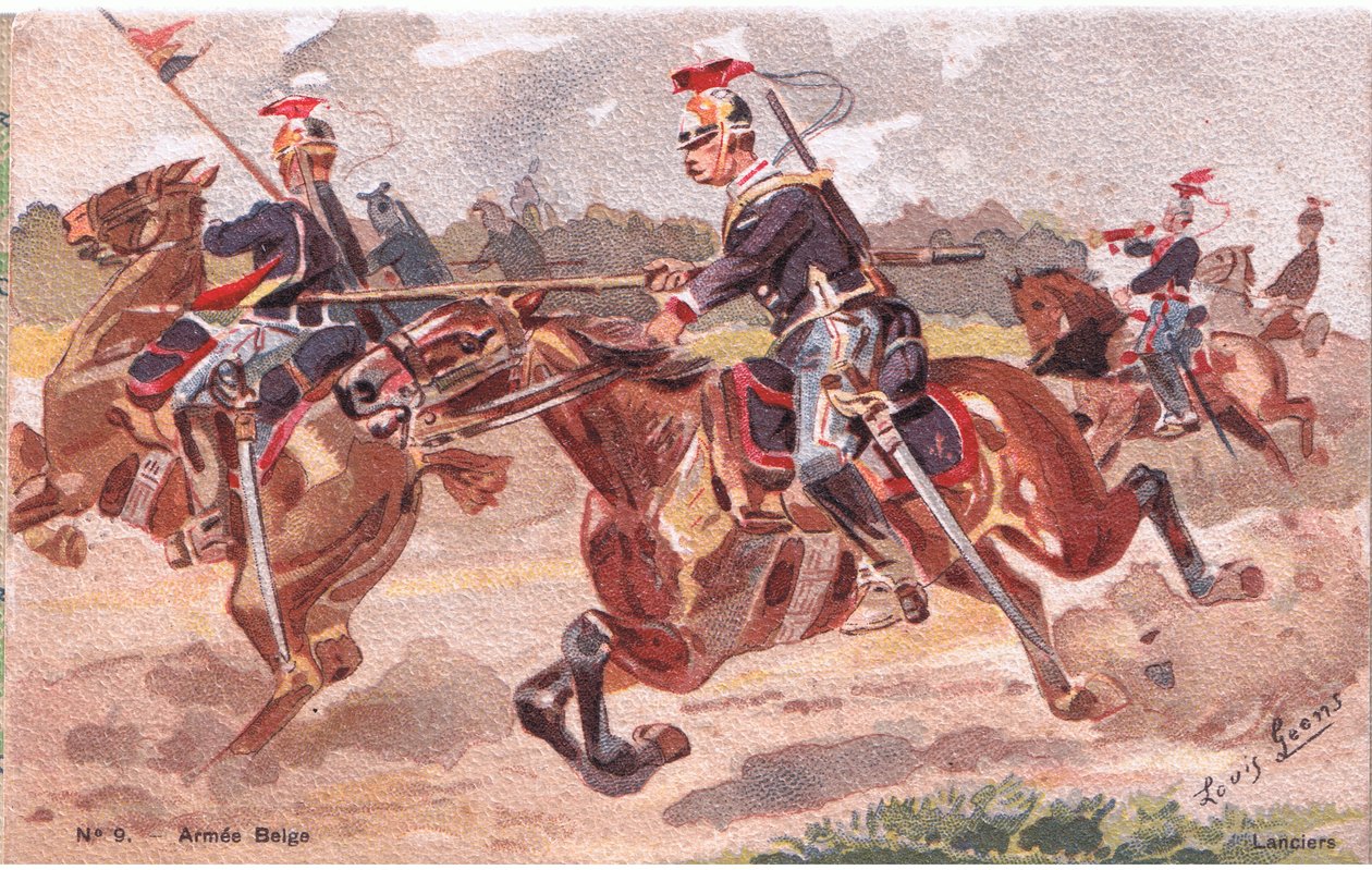 Lanciers, Postcard, 1920s by Louis Geens: Fine art print