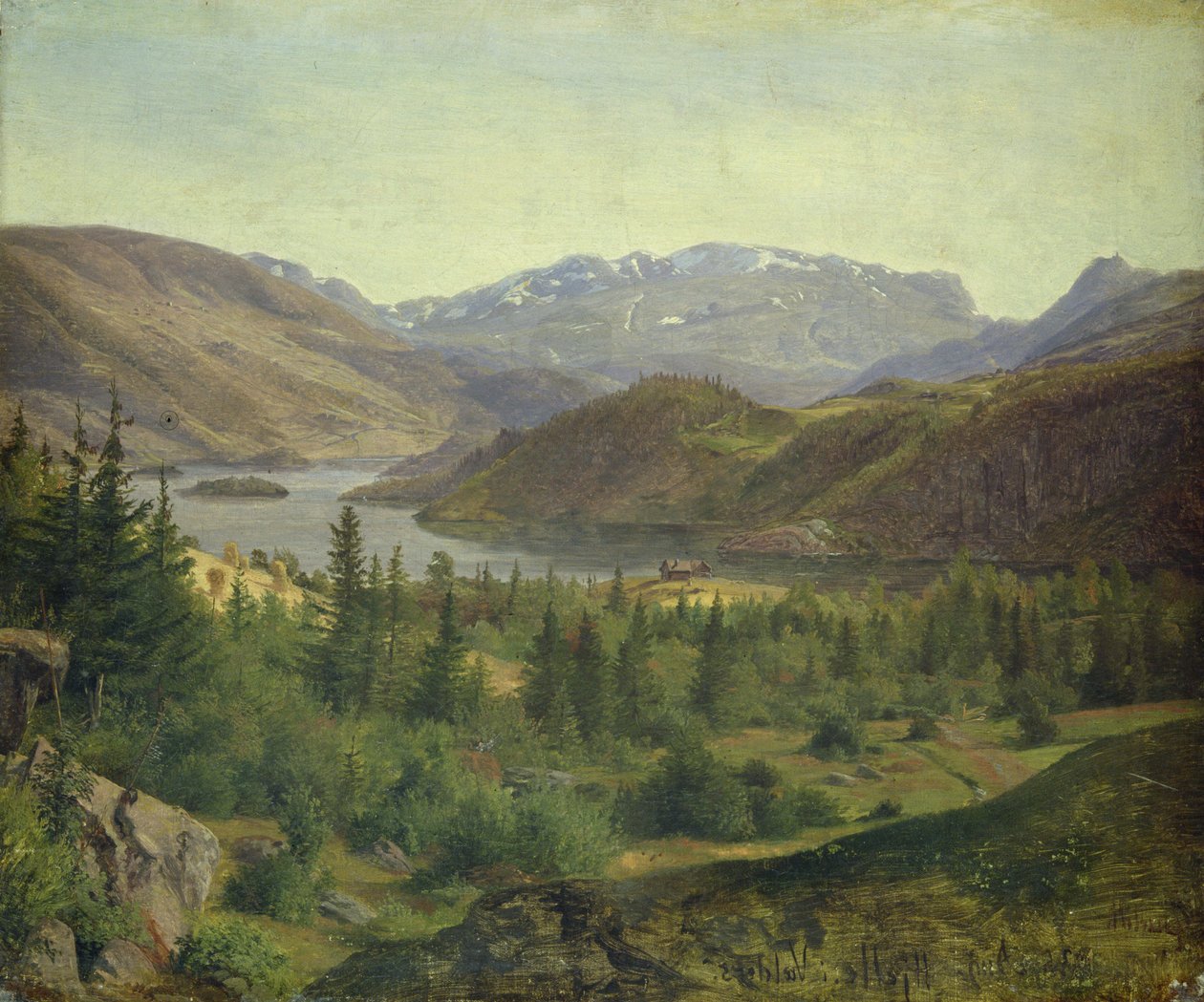 Hjelle in Valders Tile Fjord by Louis Gurlitt