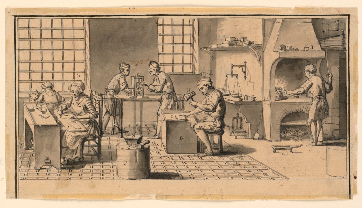 A Gold Beater's Workshop for Diderot's Encyclopedie
