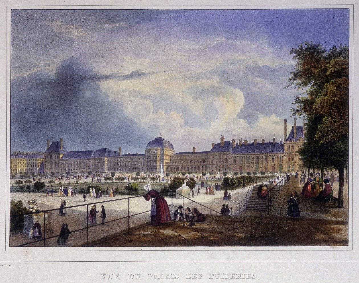 View of the Tuileries Palace - in 'Paris in 1837' by Arnout