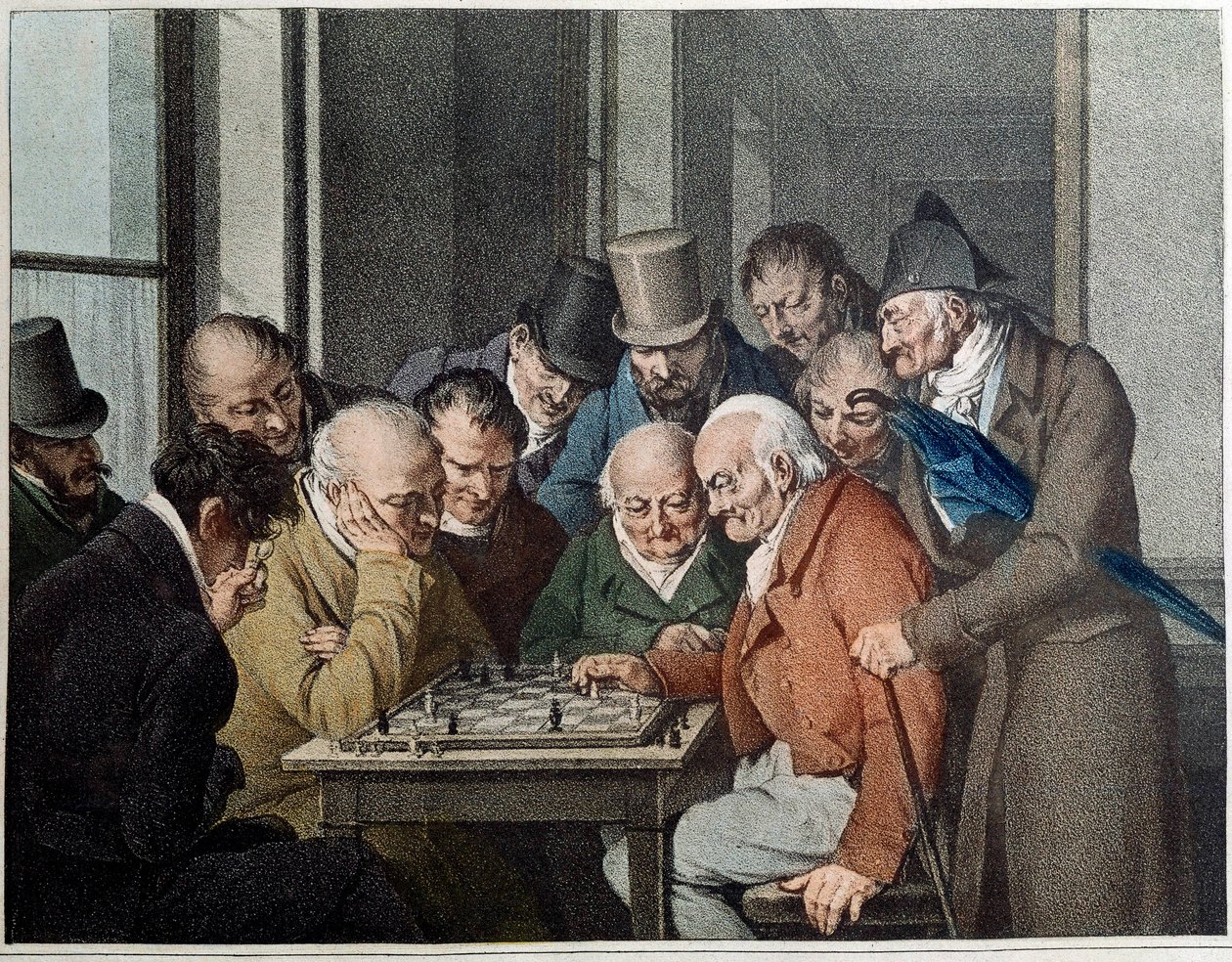 The Chess Game. Lithography by Louis Leopold Boilly (1761-1845)