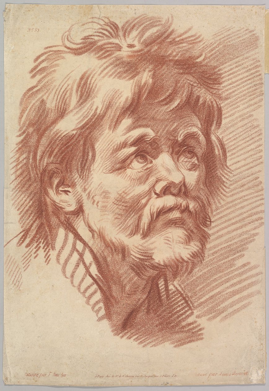 Head of an Old Man by Louis Marin Bonnet: Fine art print