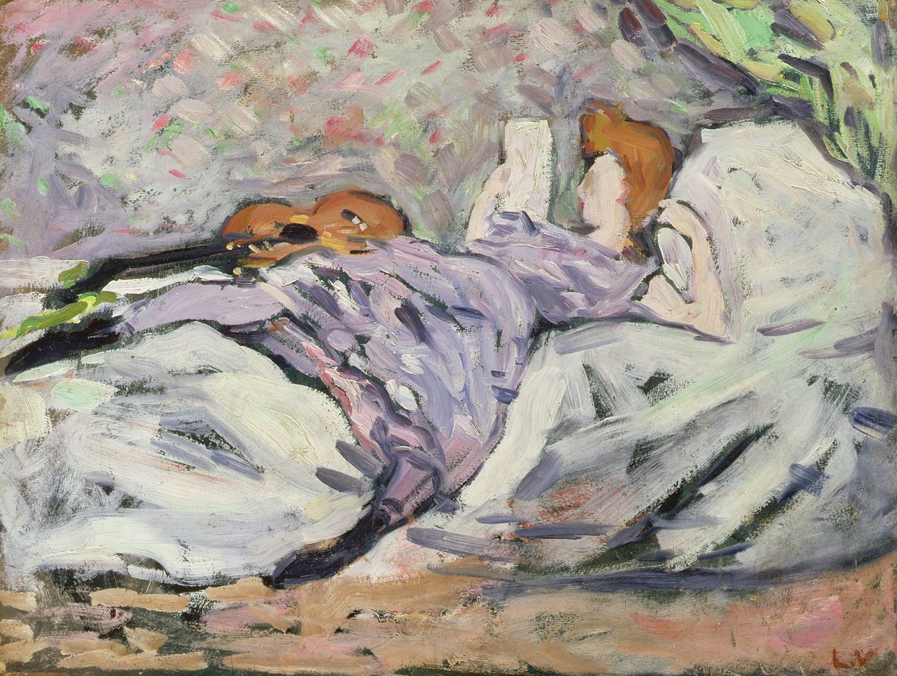 Reclining Woman Reading by Louis Valtat: Fine art print
