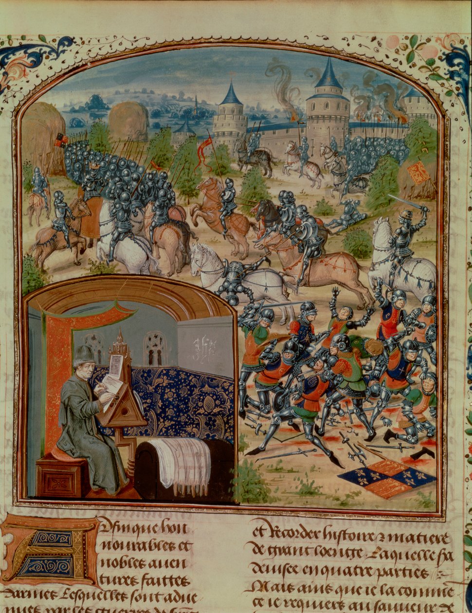 The Hundred Years War, Miniature from a 15th Century Copy of Froissart ...