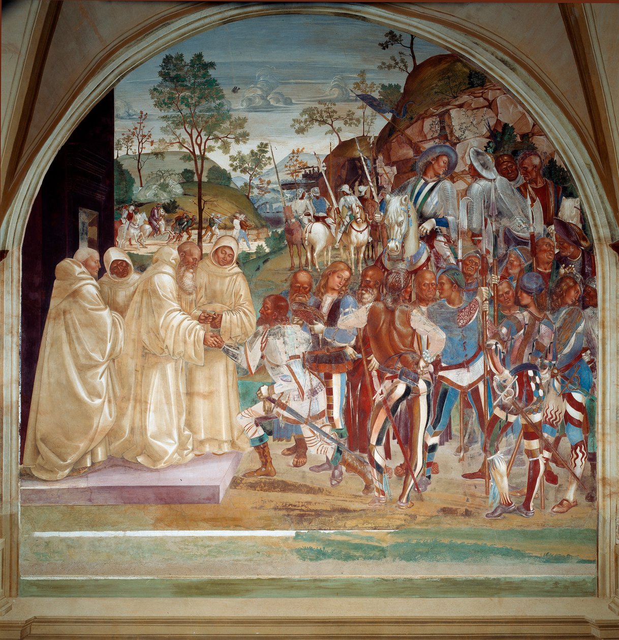 Saint Benedict of Nursia welcoming Totila, king of the Ostrogoths (fresco)