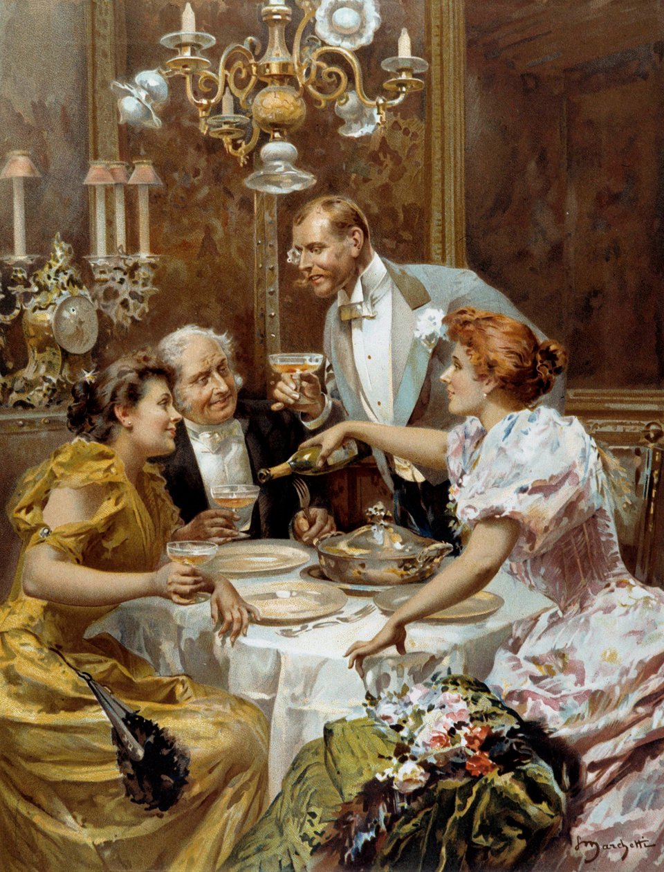 Beautiful time: 'The Fine Supper' Two couples in a private lounge drink ...