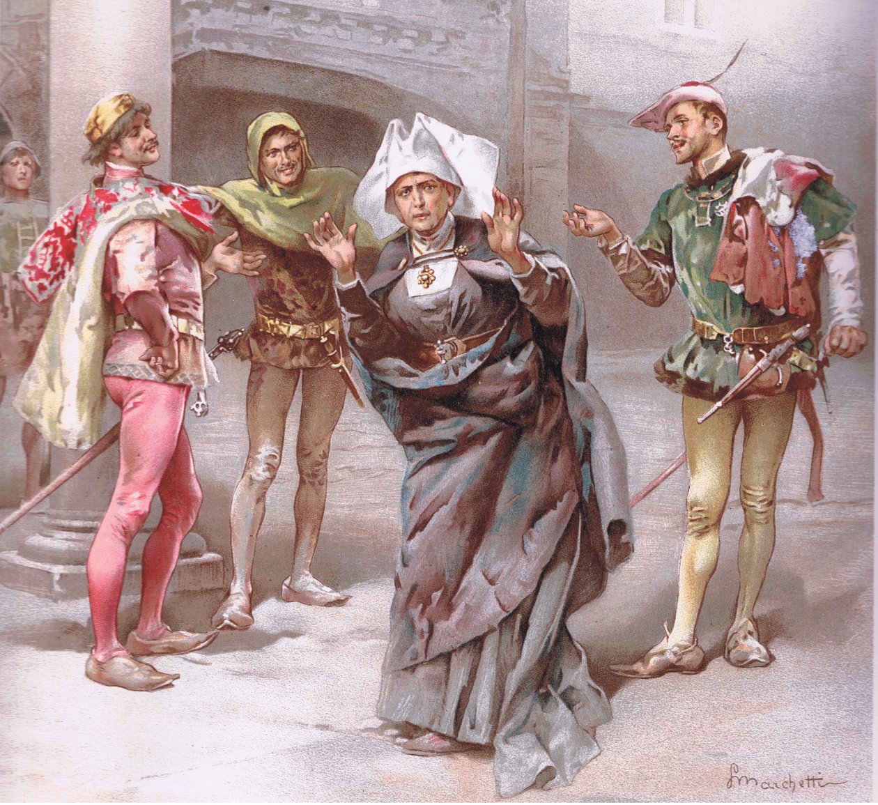 Nurse: God ye good morrow gentlemen (illustration from Romeo and Juliet)