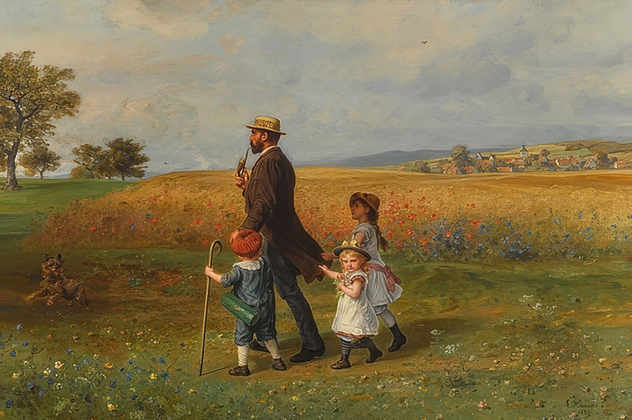 Sunday Walk. 1889 by Ludwig Knaus: Buy fine art print