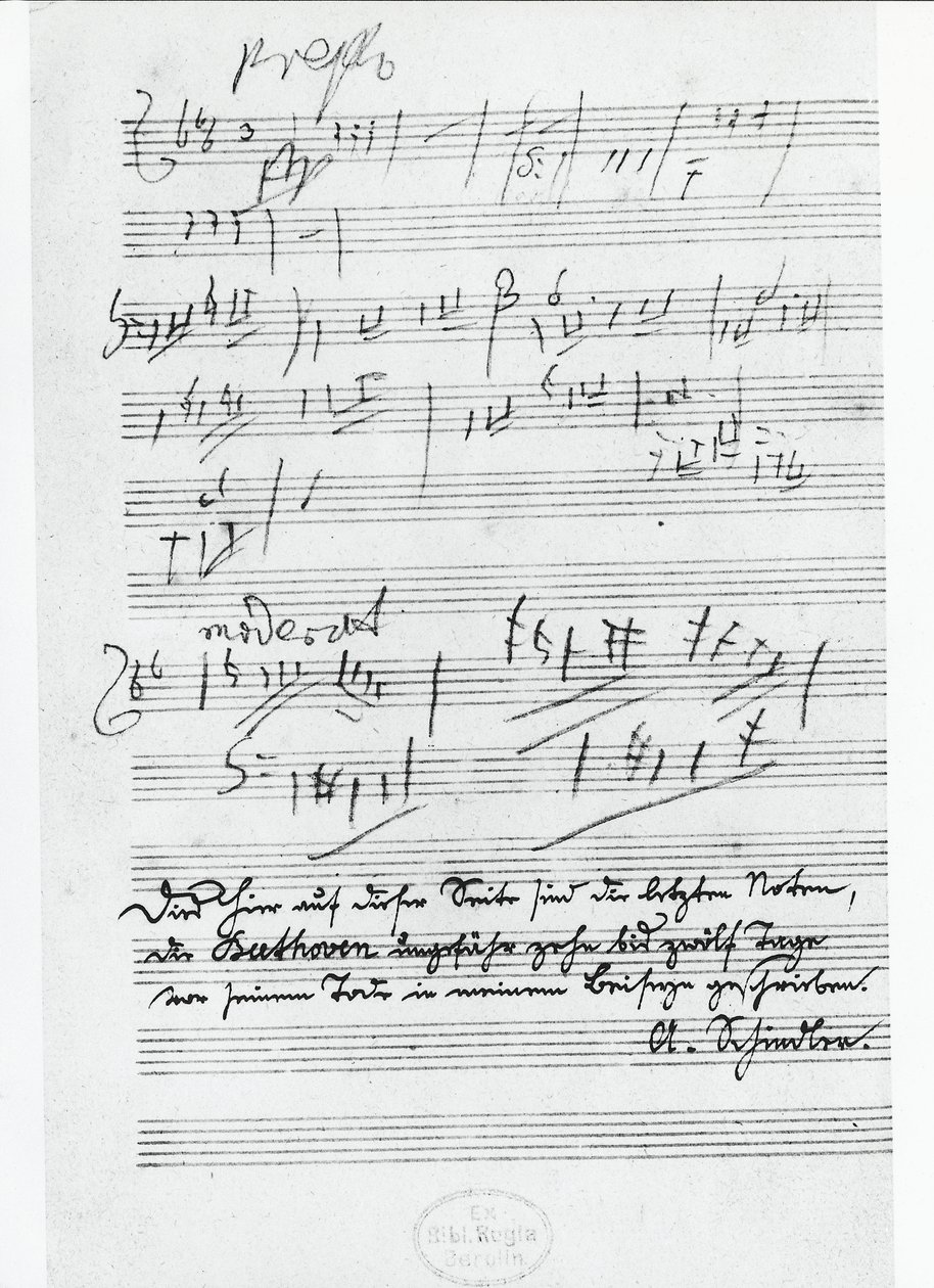 The Last Page of Music Written by the German Composer Ludwig van Beethoven