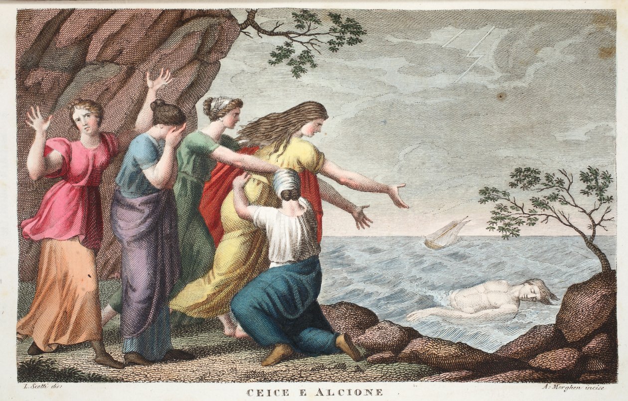 Ceyx and Alcyone or Ceice e Alcione, Book XI, Illustration from Ovid's ...