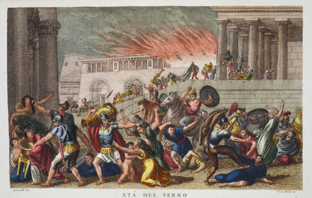 The Iron Age or Eta del Ferro, illustration from Ovid's Metamorphoses ...