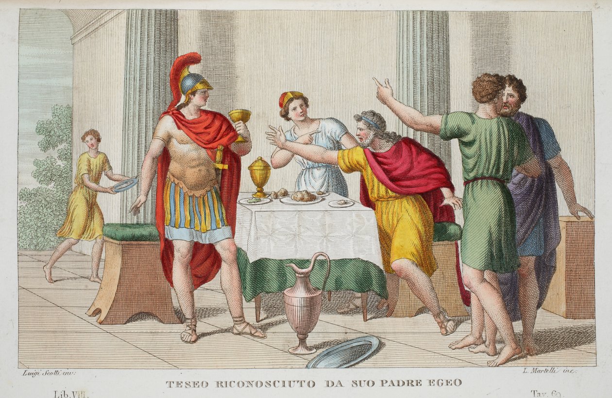 Theseus Recognised, Book VII, illustration from Ovid's Metamorphoses ...