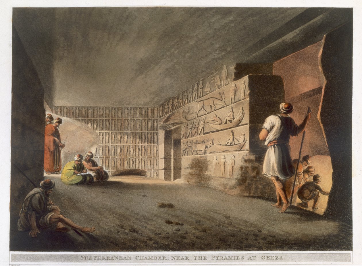 Subterranean Chamber Near the Pyramids at Geeza, Plate 9 from 'Views in ...