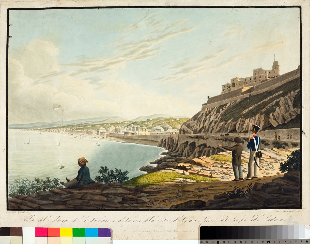 View of the district of Sampierdarena west of Genoa, from the lighthouse