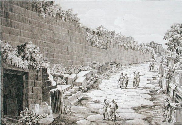 Roman Road to Tusculo, after its first excavation in 1825, from 'Le ...