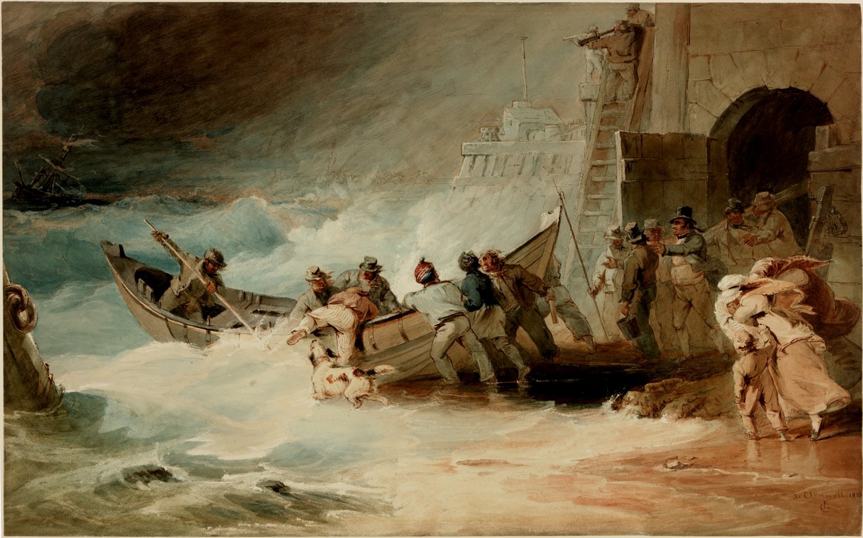 Launching the Lifeboat by Luke Clennell: Fine art print