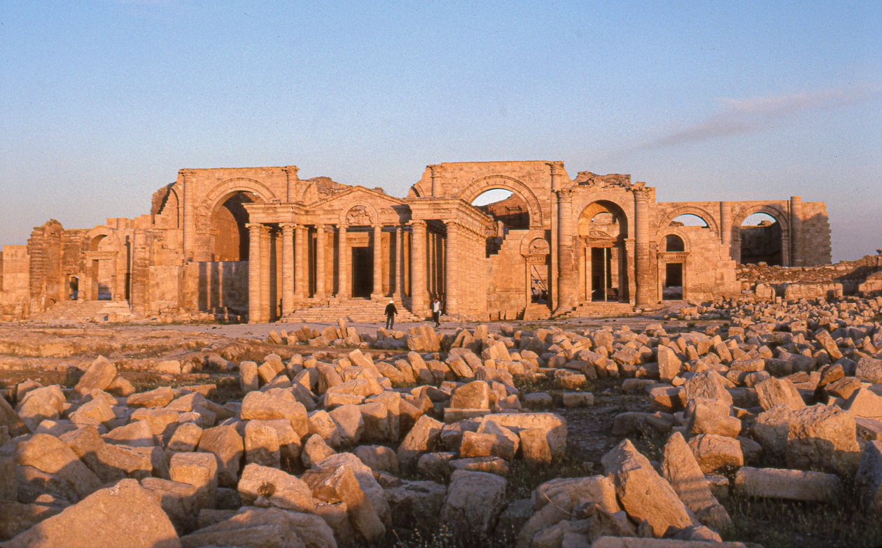 Ruins of Hatra, an ancient city in Upper Mesopotamia, the temple of ...
