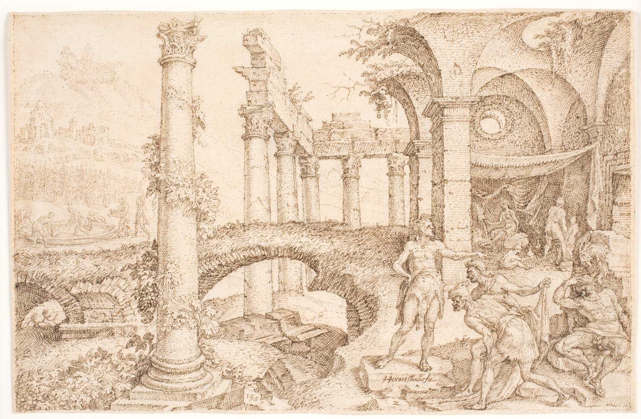 Ham Mocking Noah by Maarten van Heemskerck: Fine art print