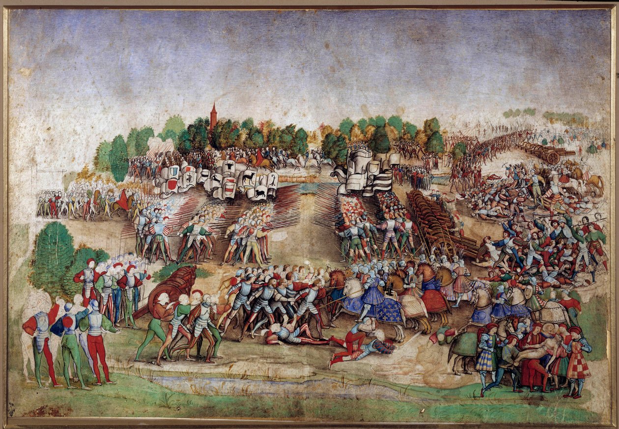 Italian Wars: The Battle of Marignan on 14/09/1515 Drawing in the pen ...