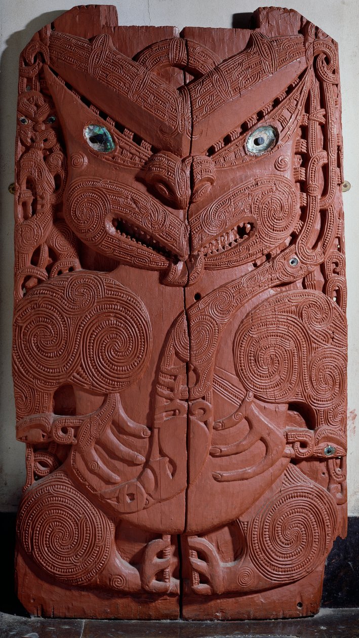 Maori decorative panel with imaginary anthropomorphic figure
