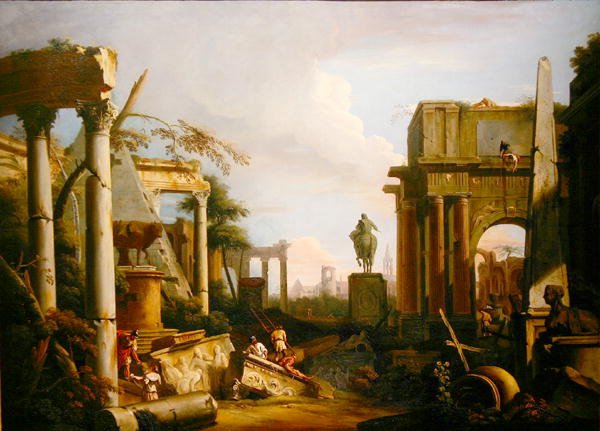 Landscape with Classical Ruins and Figures by Marco Ricci
