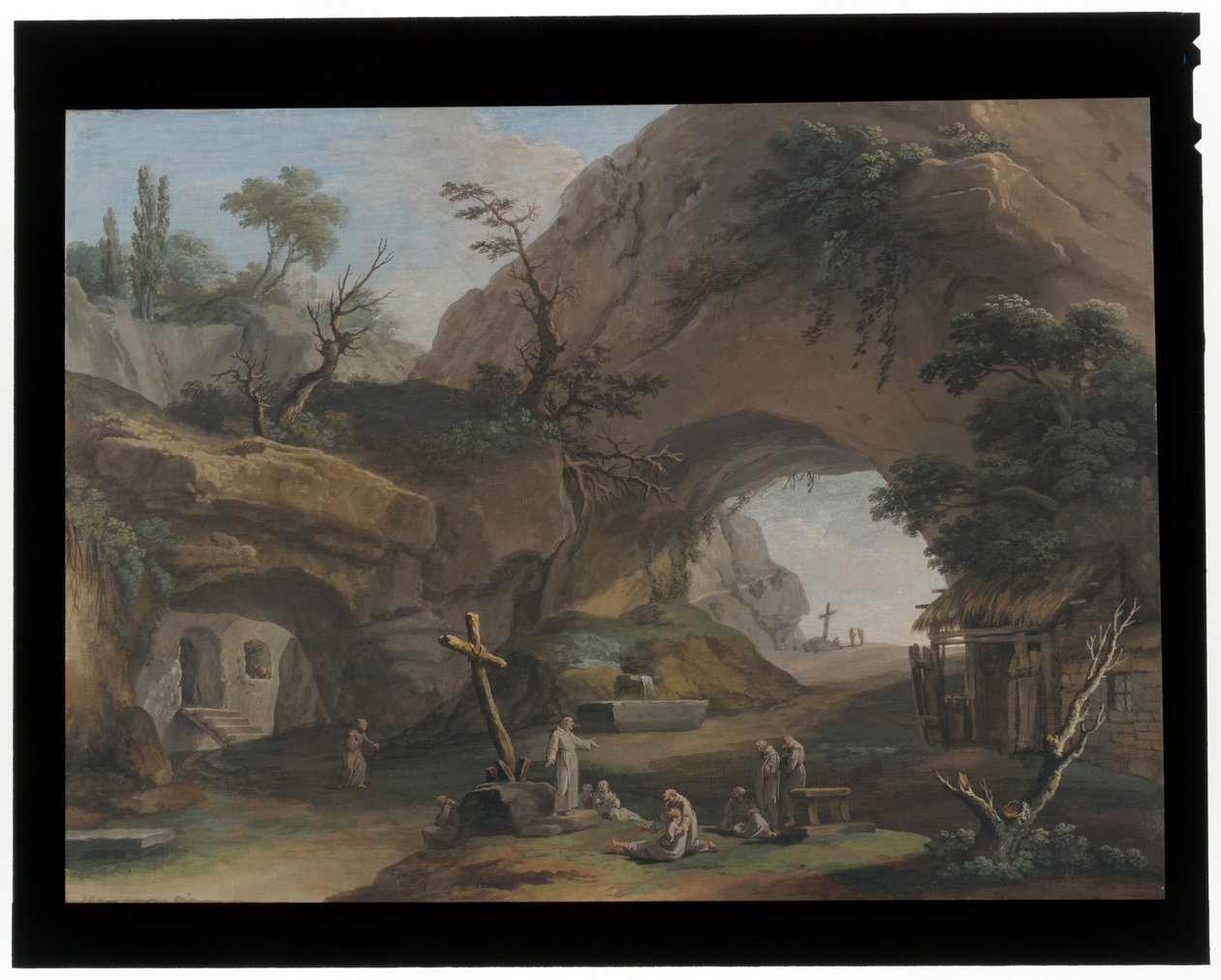 Mountainous Landscape with Monks by Marco Ricci